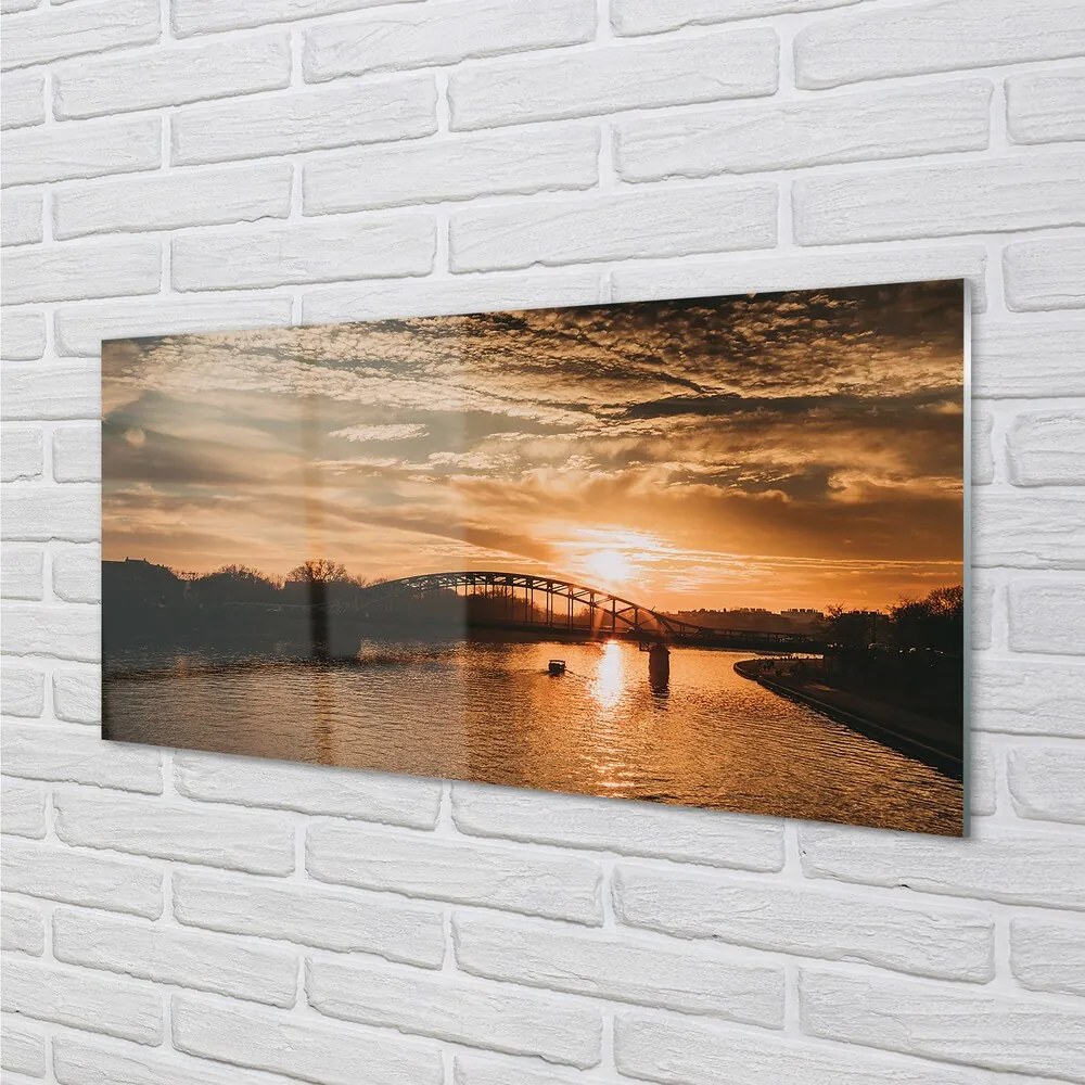 Obraz na skle Krakow river bridge sunset 140x70 cm