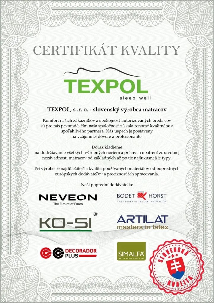 TEXPOL TOPPER RENO VISCO 6 cm - z paměťové pěny 100 x 210 cm