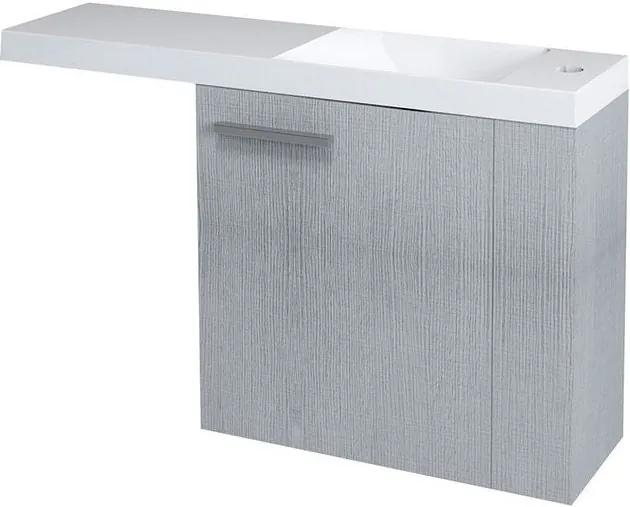 LATUS VI umyvadlová skříňka 50x50x22cm, pravá, dub stříbrný (55820) SAPHO