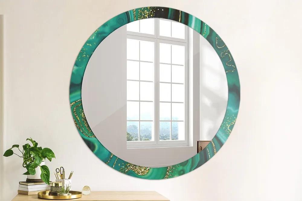 Kulaté dekorativní zrcadlo Emerald marble fi 100 cm