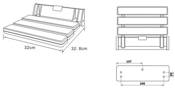 Aqualine Sedátko sprchové sklopné, bílá 32x33cm AE357