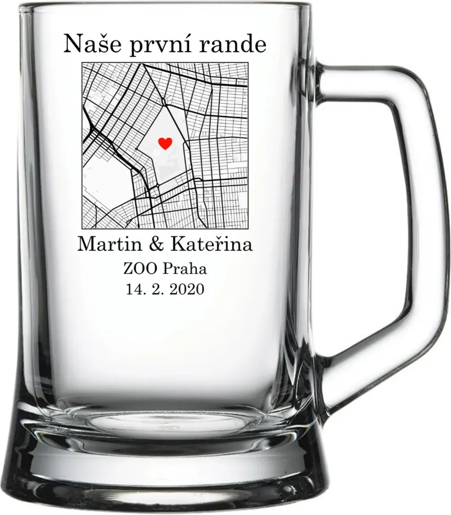 Personalizovaná pivní sklenice s mapou