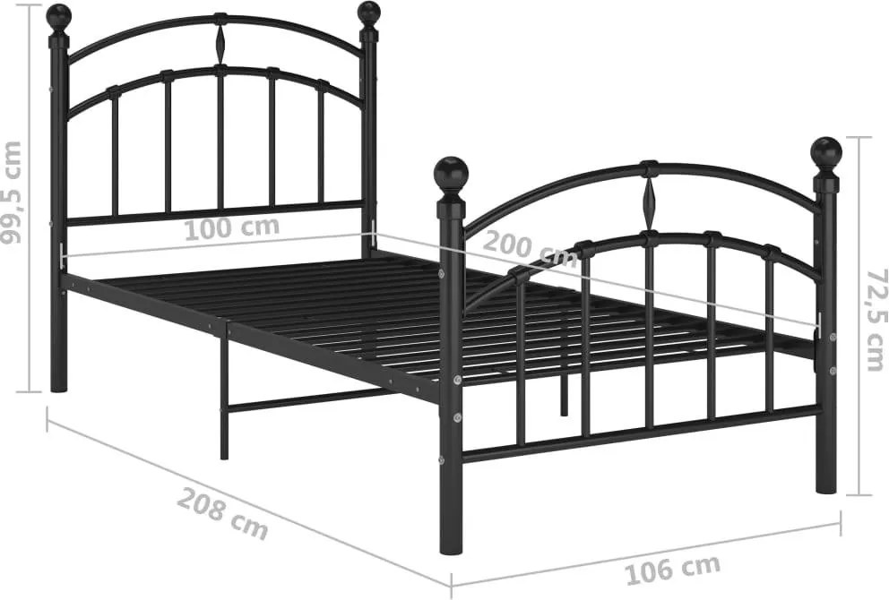 vidaXL Rám postele kov 100 x 200 cm [324970] Barva: Černá