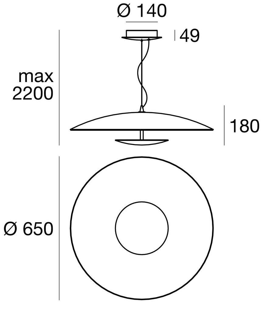 Linea Light Horizon_P, bílo/zlaté závěsné svítidlo pro nepřímé osvětlení, 34W LED 3000K, Ø 65cm