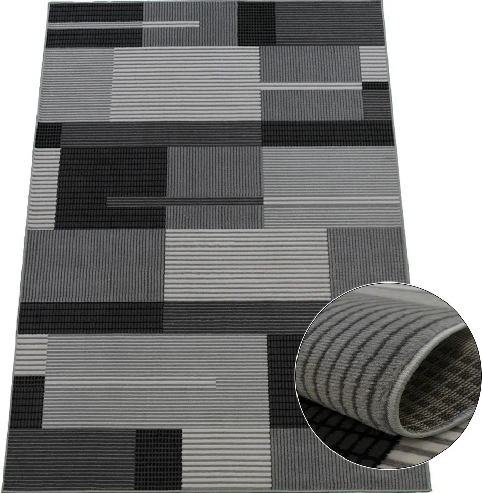 BE Koberec Lotus 9303 GREY - šedý obdélníkový Rozměr: 50x80 cm