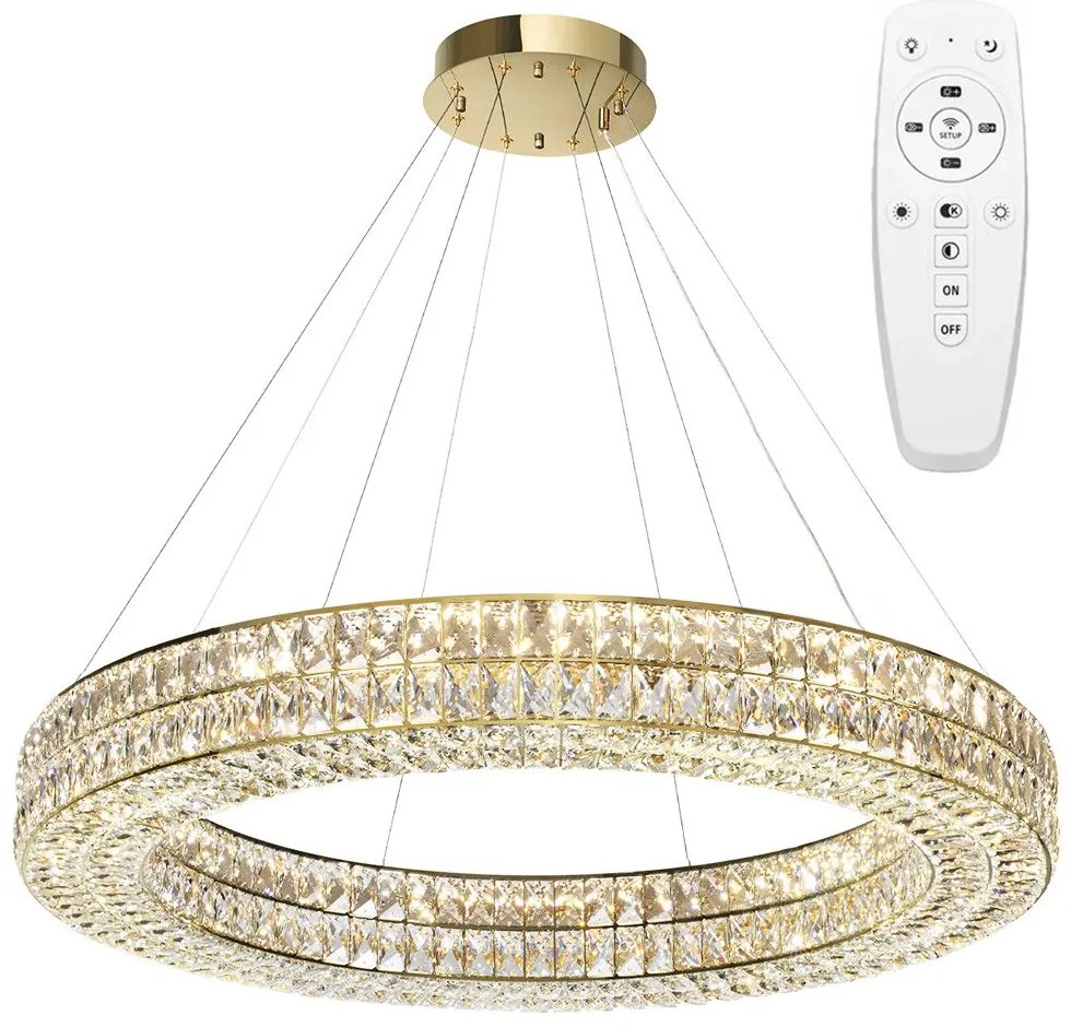 Toolight Toolight, LED stropní svítidlo 80cm + dálkový ovladač, APP1569-CP, zlatá, OSW-06988