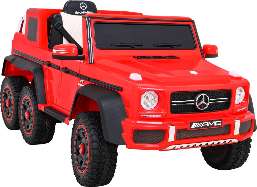 Ramiz Mercedes G63 AMG elektrické autíčko pro děti červené + dálkové ovládání + 6 EVA kol + pomalý start + MP3 + LED
