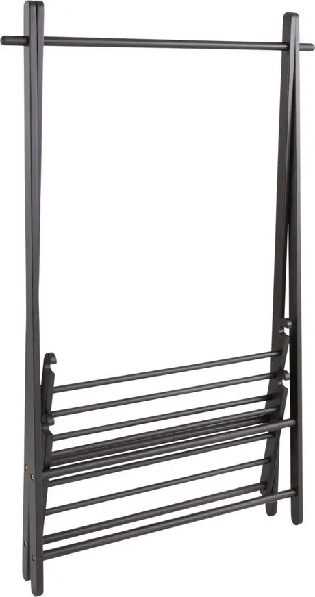 Černý stojan na oblečení z borovicového dřeva 100x150x41 cm Cole – Jotex