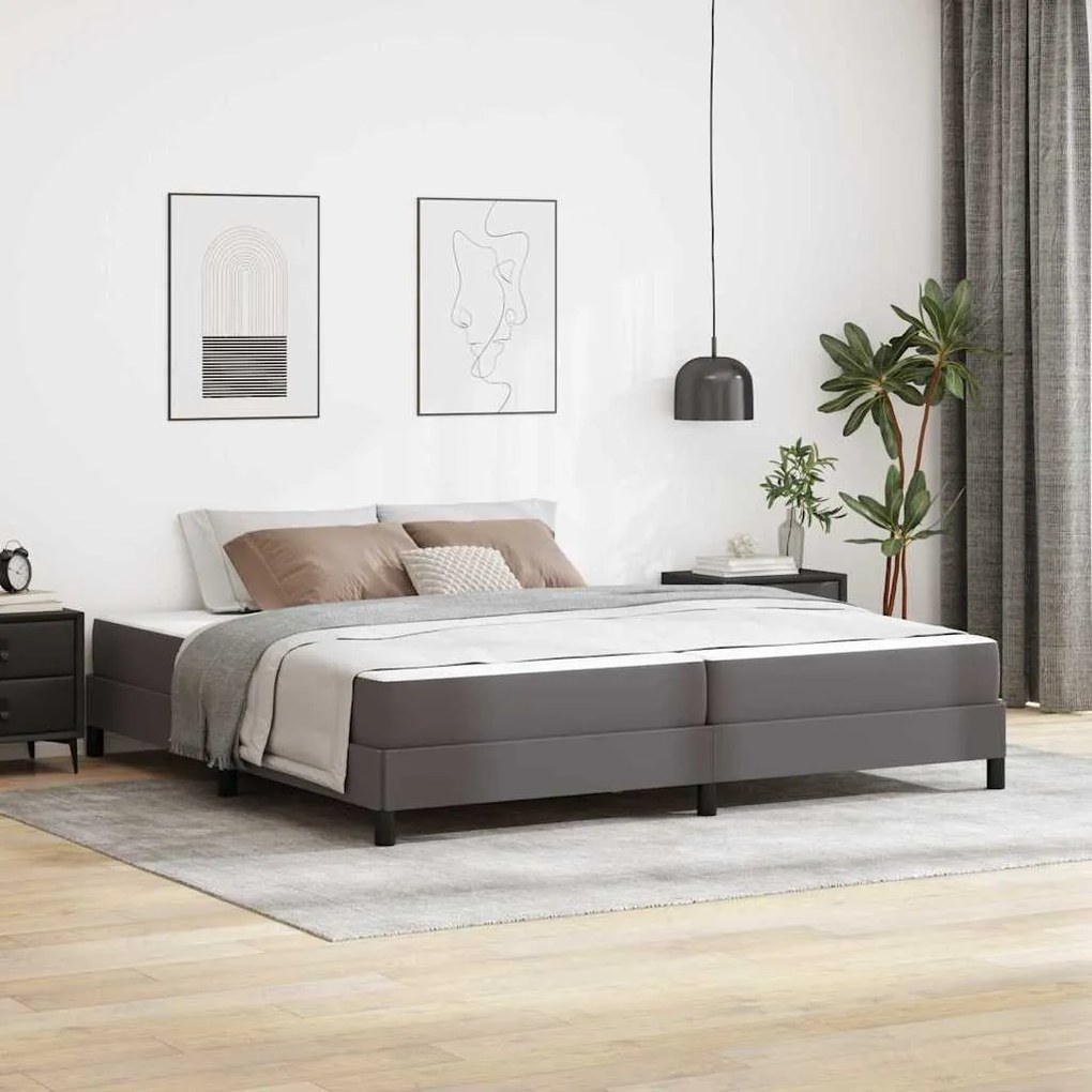 Rám postele s matrací Šedá 200 x 200 cm textil 3398651