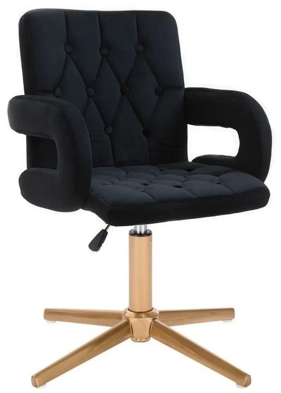LuxuryForm DESIGN Židle BOSTON VELUR na zlatém kříži - černá