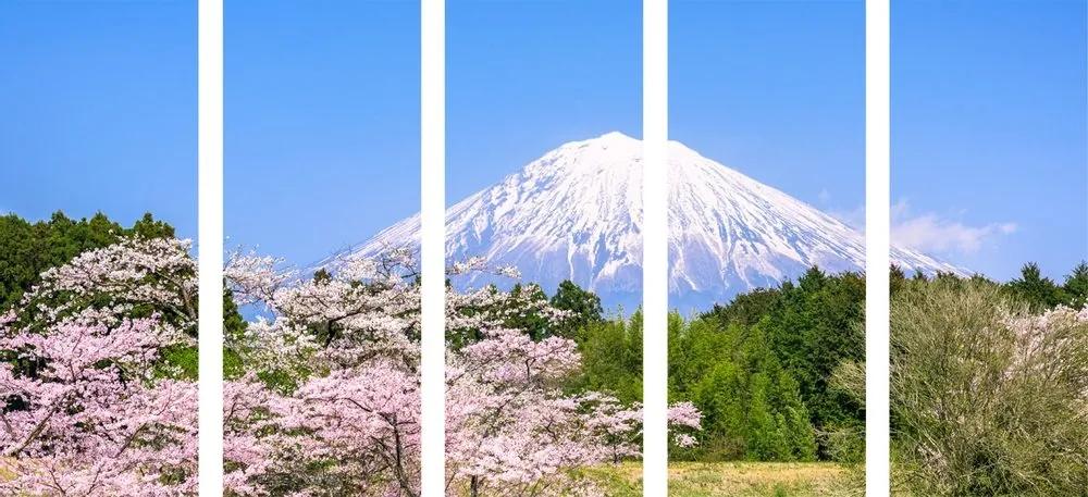 5-dílný obraz sopka Fuji - 200x100 cm