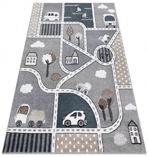 Dywany Łuszczów, Dětský kusový koberec Fun Strade grey, 240x330, šedá, dětský pokoj