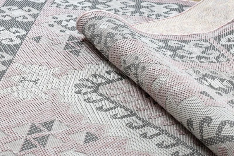 Dywany Łuszczów, Kusový koberec Sion Sisal Aztec 3007 pink/ecru – na ven i na doma, 160x220, růžová, chodba / předsíň