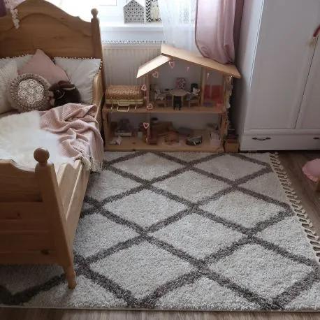 koberec BERBER TROIK, krémový střapce, Maroko, Shaggy velikost 120x170 cm | krásné koberce cz