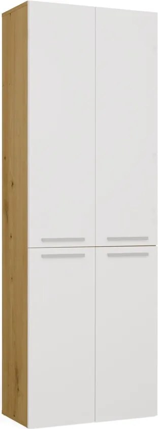 Koupelnový sloupek se 2 koši na prádlo NEL 2K DD bílá/dub artisan