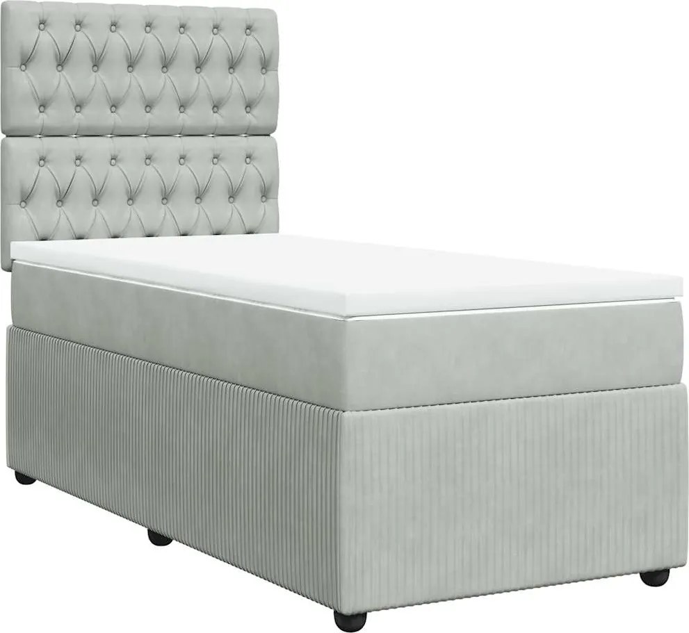 Box spring postel s matrací světle šedá 100x200 cm samet 3294568