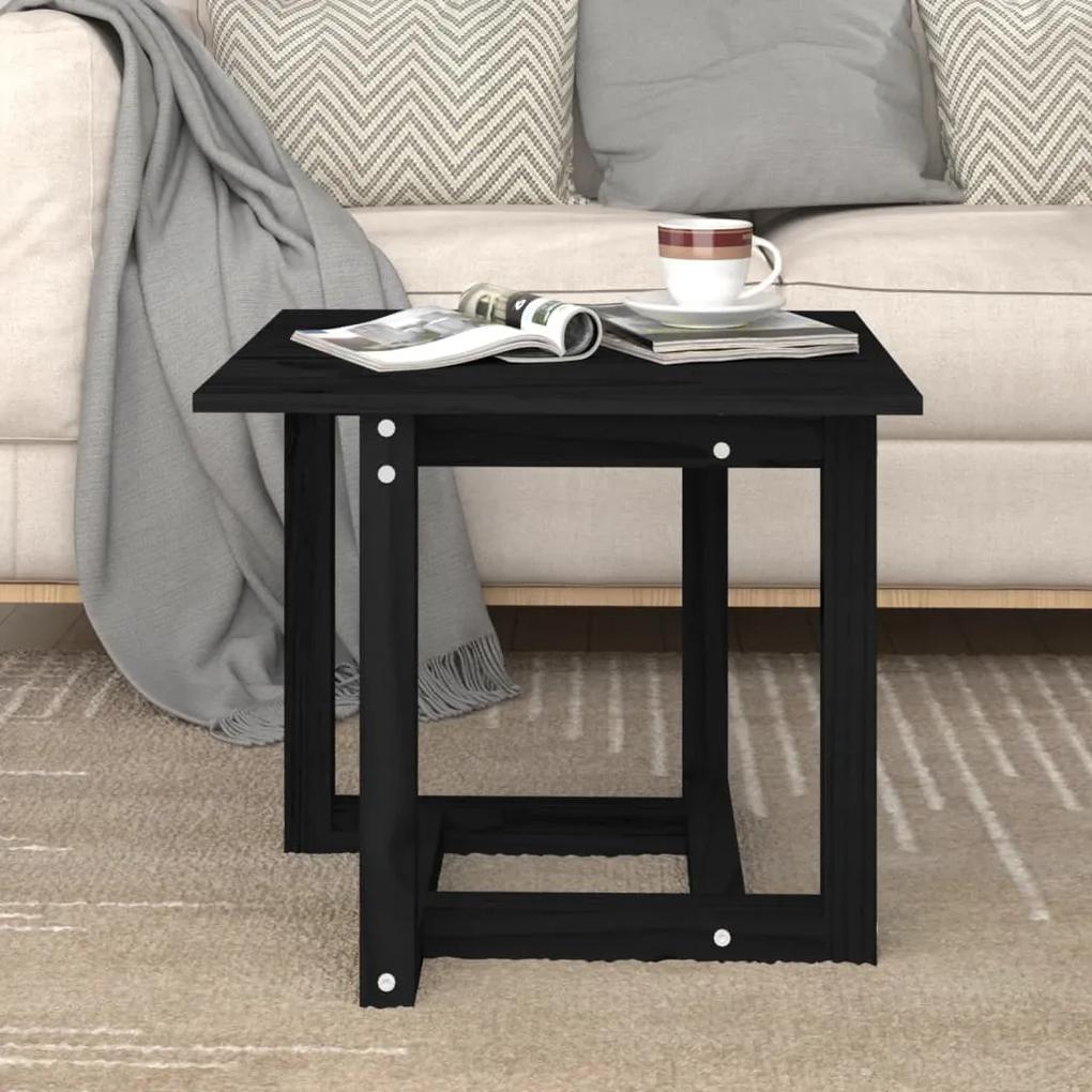 Konferenční stolek černý 50 x 50 x 45 cm masivní borové dřevo - Default Title
