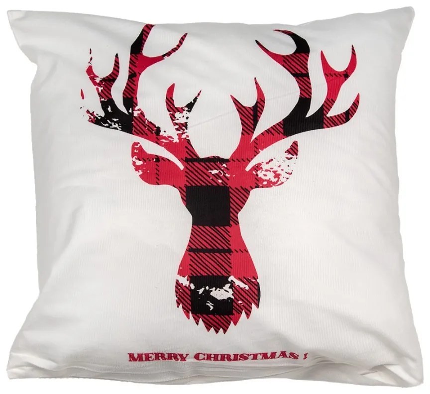 Bílý povlak na polštář s jelenem Merry Christmas - 45*45 cm