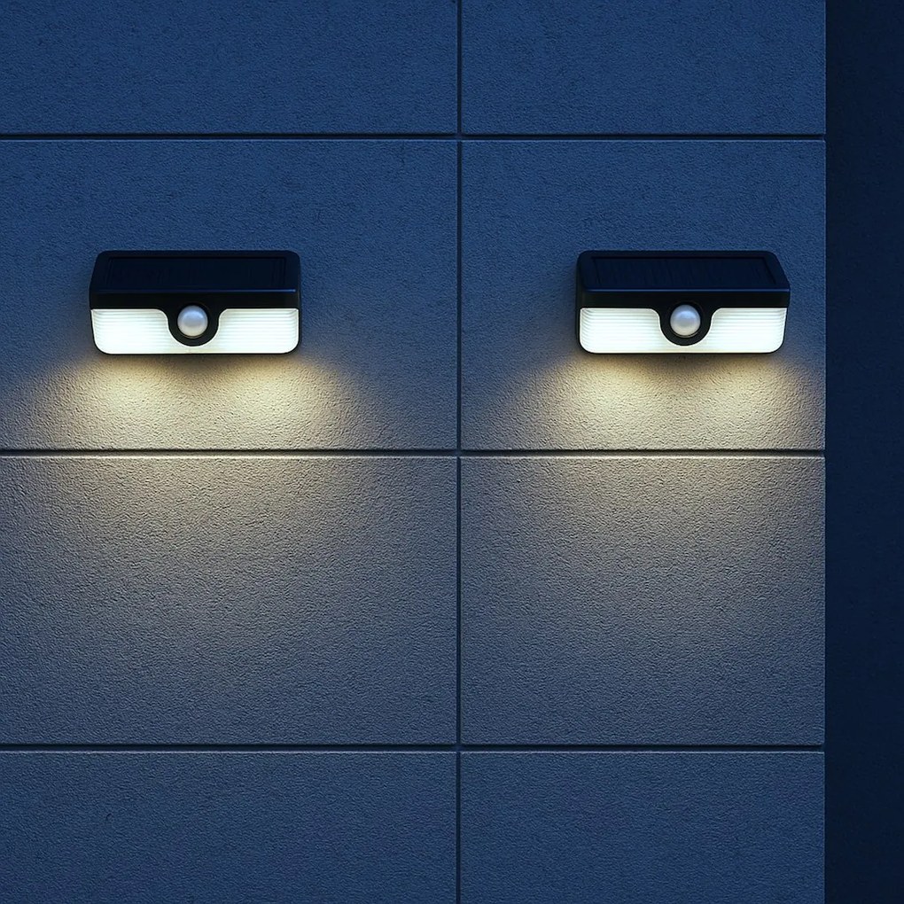 Exteriérové solární nástěnné LED svítidlo Link, 1x LED 5w, černá, pohybový senzor