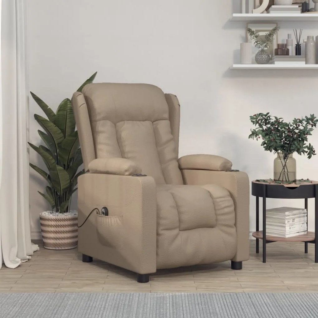 Elektrické polohovací křeslo cappuccino umělá kůže 3098803