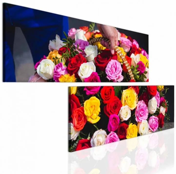 Malvis ® Atypický obraz koš růží Velikost (šířka x výška): 120x60 cm