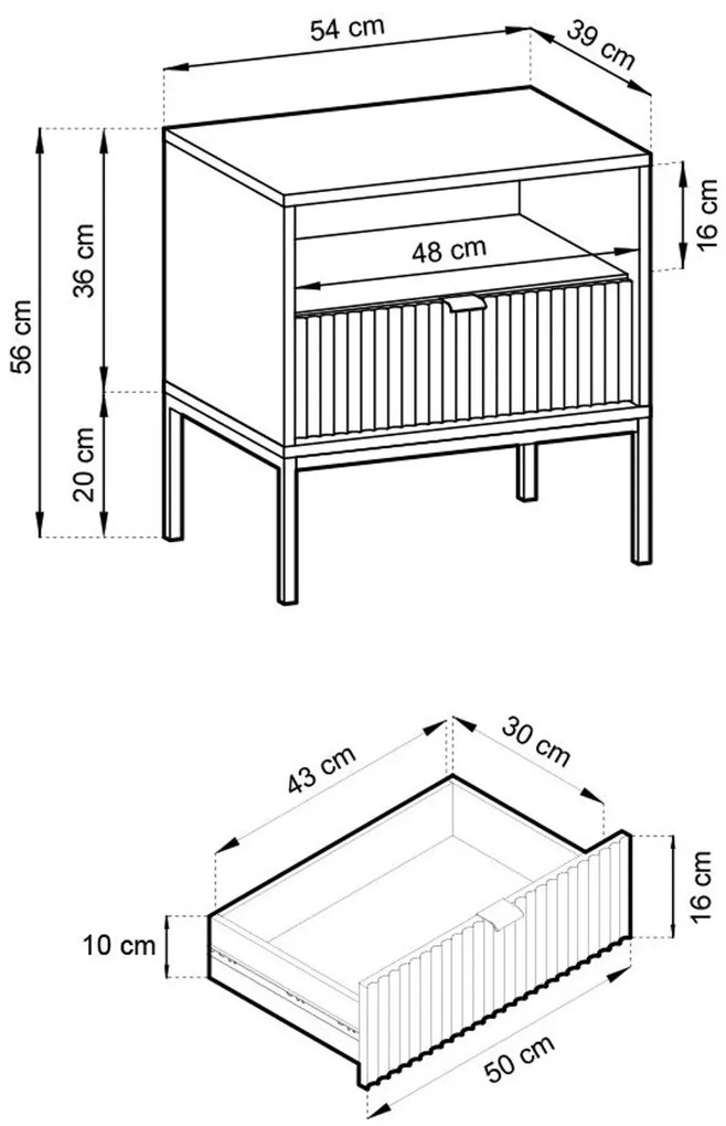 Noční stolek MISHEEL - černý