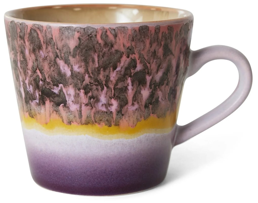 HK living Kameninový hrnek na cappuccino 70's Blast 300 ml, fialová barva, keramika