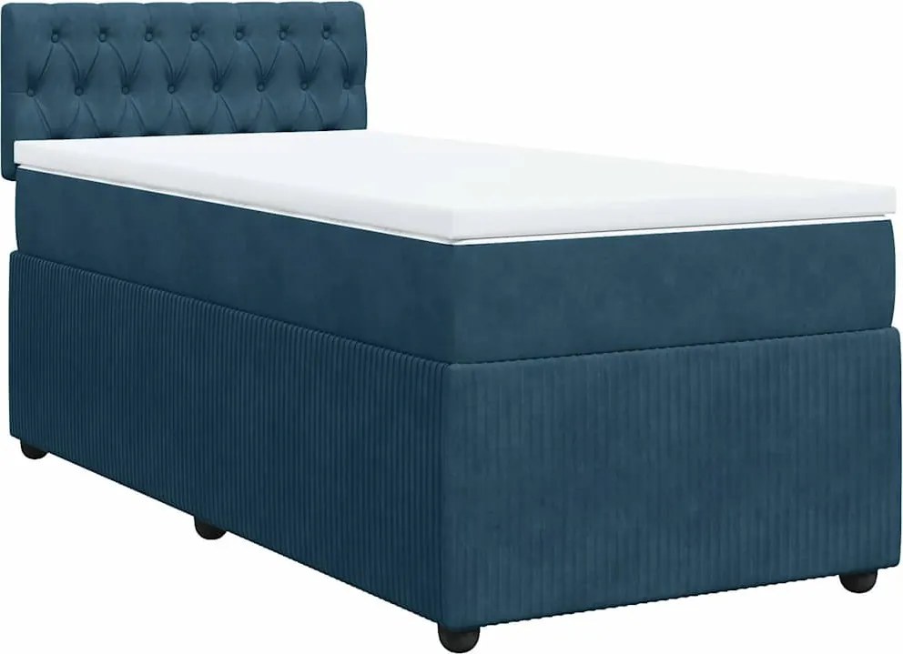 Box spring postel s matrací modrá 100 x 200 cm samet 3289972