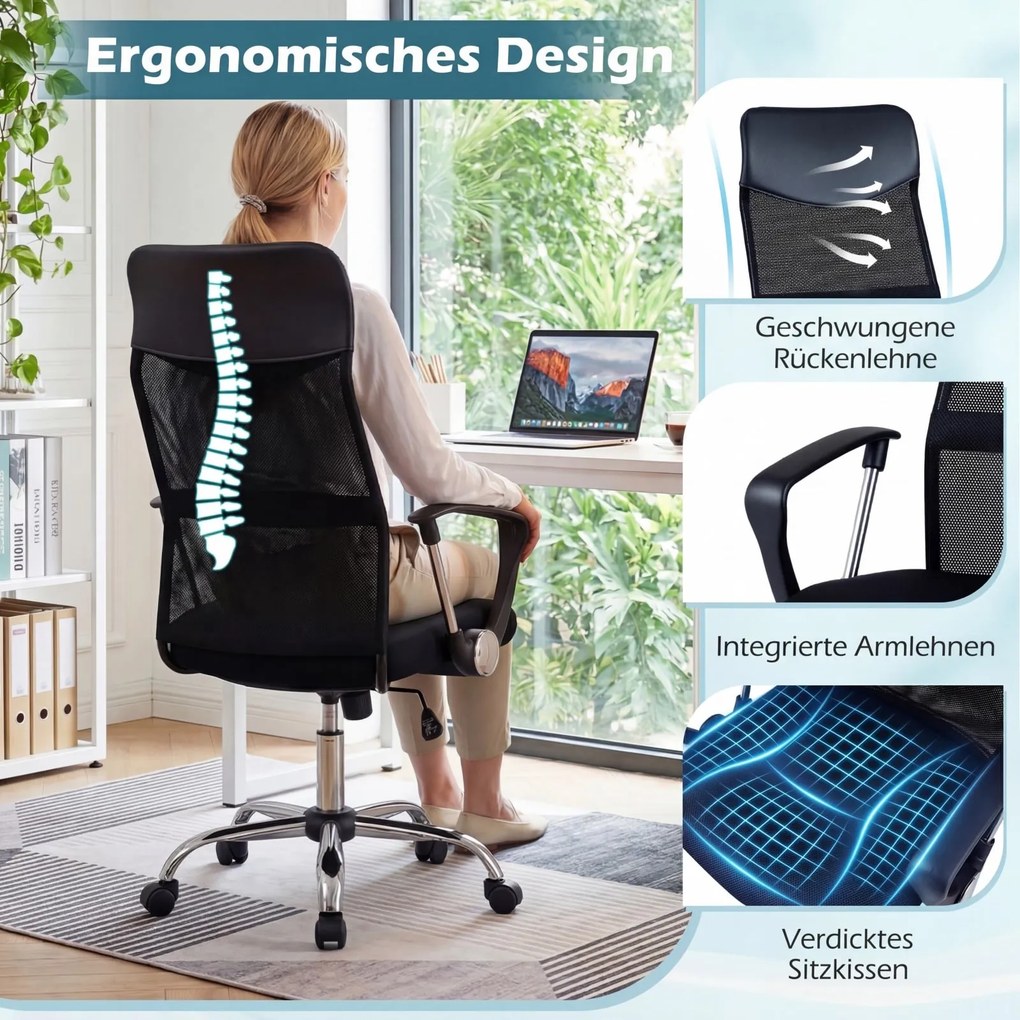 Costway Ergonomická kancelářská židle s funkcí kolébky, výškově nastavitelná