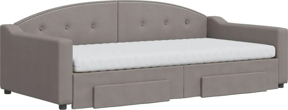 Válenda s přistýlkou a zásuvkami taupe 100 x 200 cm textil 3197592