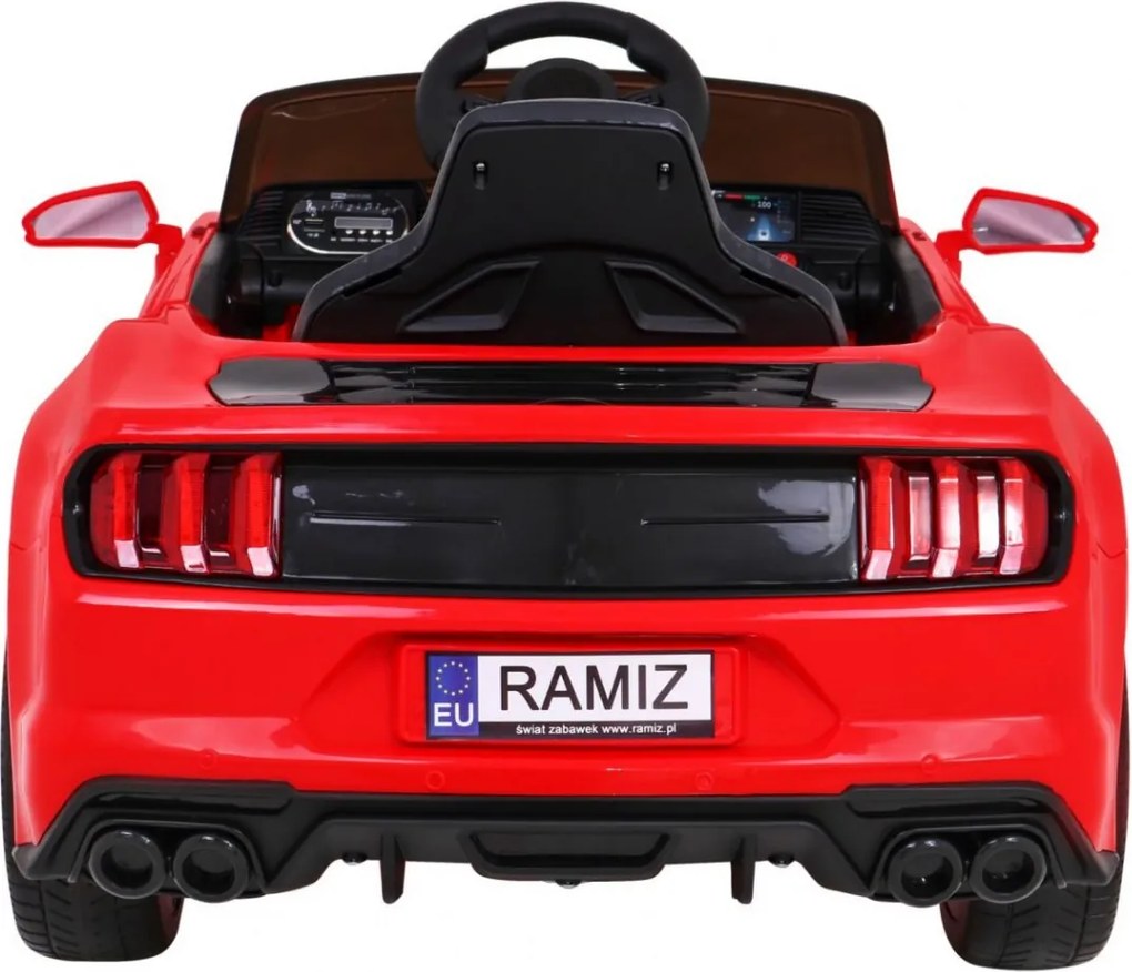Ramiz Sportovní autíčko GT na baterie pro děti červené + dálkové ovládání + pomalý start + nosič zavazadel + MP3 LED
