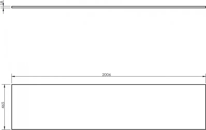 Mexen Uni, pracovní deska 200 cm, bílá lesklá, 91AXX-2004-464-18-00
