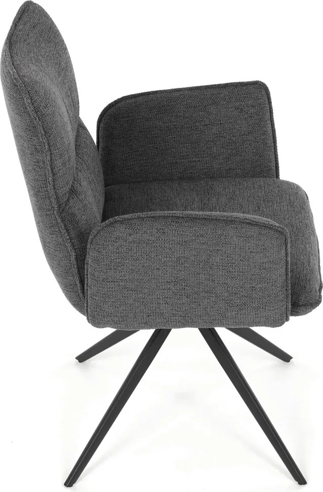 Jídelní otočná židle LIANA - šedá látka / černé kovové nohy