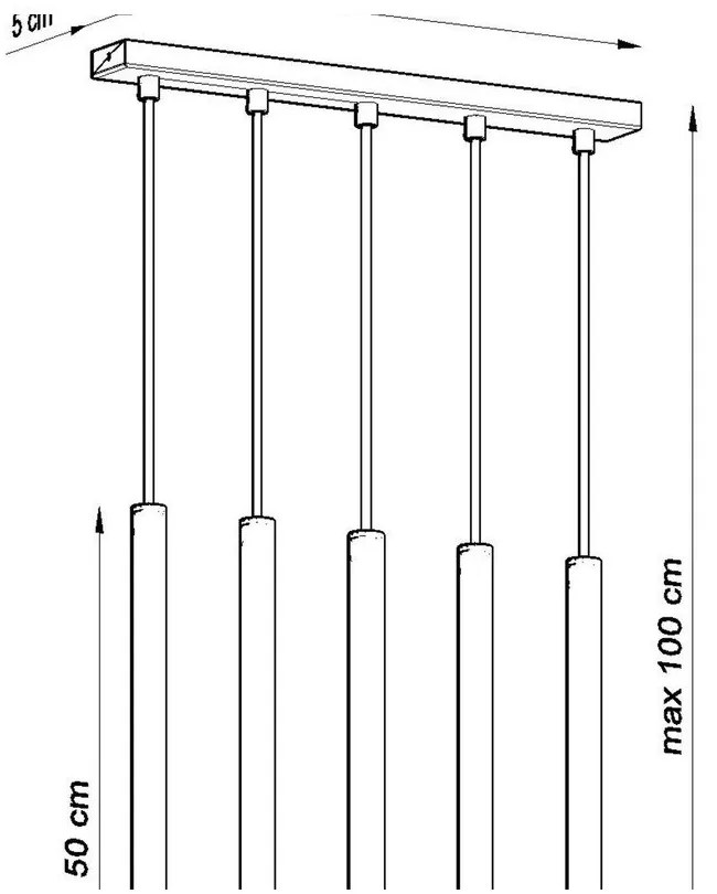 Černé závěsné svítidlo Sollux Fideus, délka 45 cm