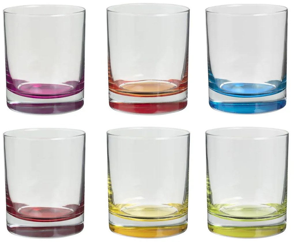 Skleněná sklenice na vodu Color 300 ml sada 6ks