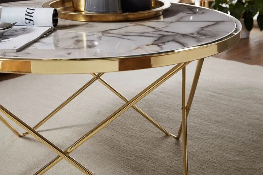Bruxxi Konferenční stolek Galla, 85 cm, zlatá