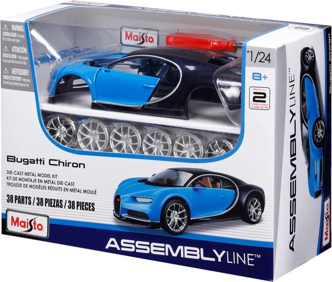 Maisto - Stavebnice - Bugatti Chiron, modrá, 1:24