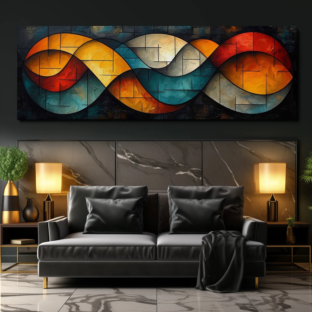 Obraz na plátně - Melodie Geometrie FeelHappy.cz Velikost obrazu: 120 x 40 cm