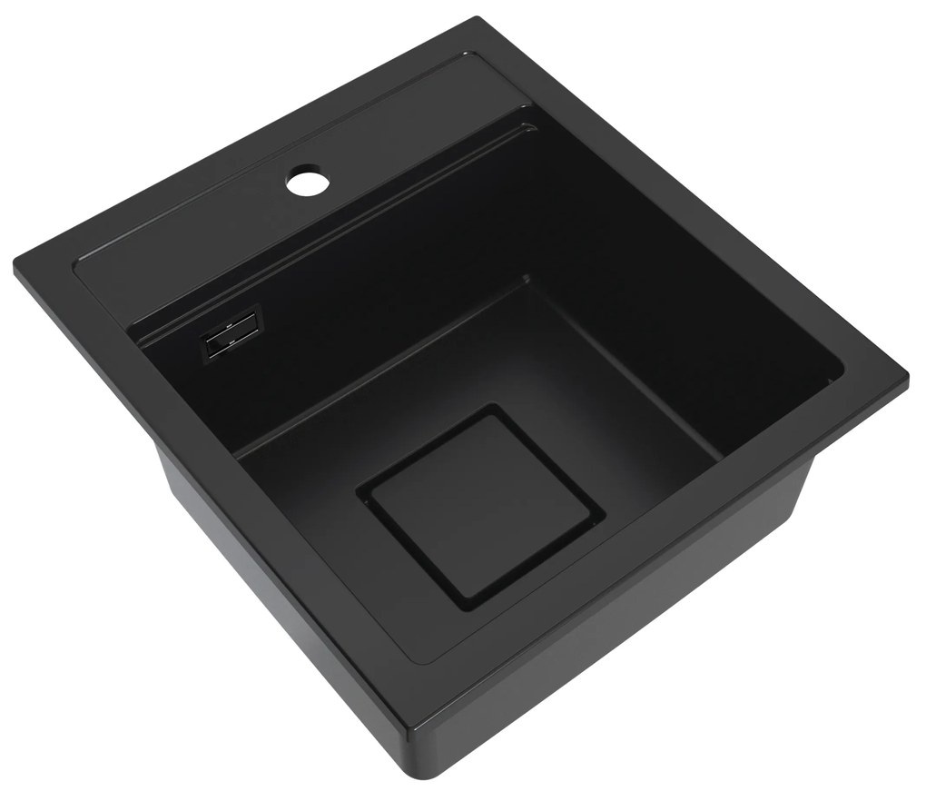 Gamma Quadro 4550, 1-komorový granitový dřez 450x495x220 mm, černá, GMA-ZLE000217
