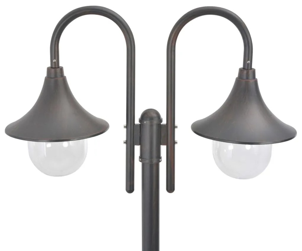 vidaXL Marketos Zahradní sloupová lampa 2 ramena E27 220 cm hliník bronzová
