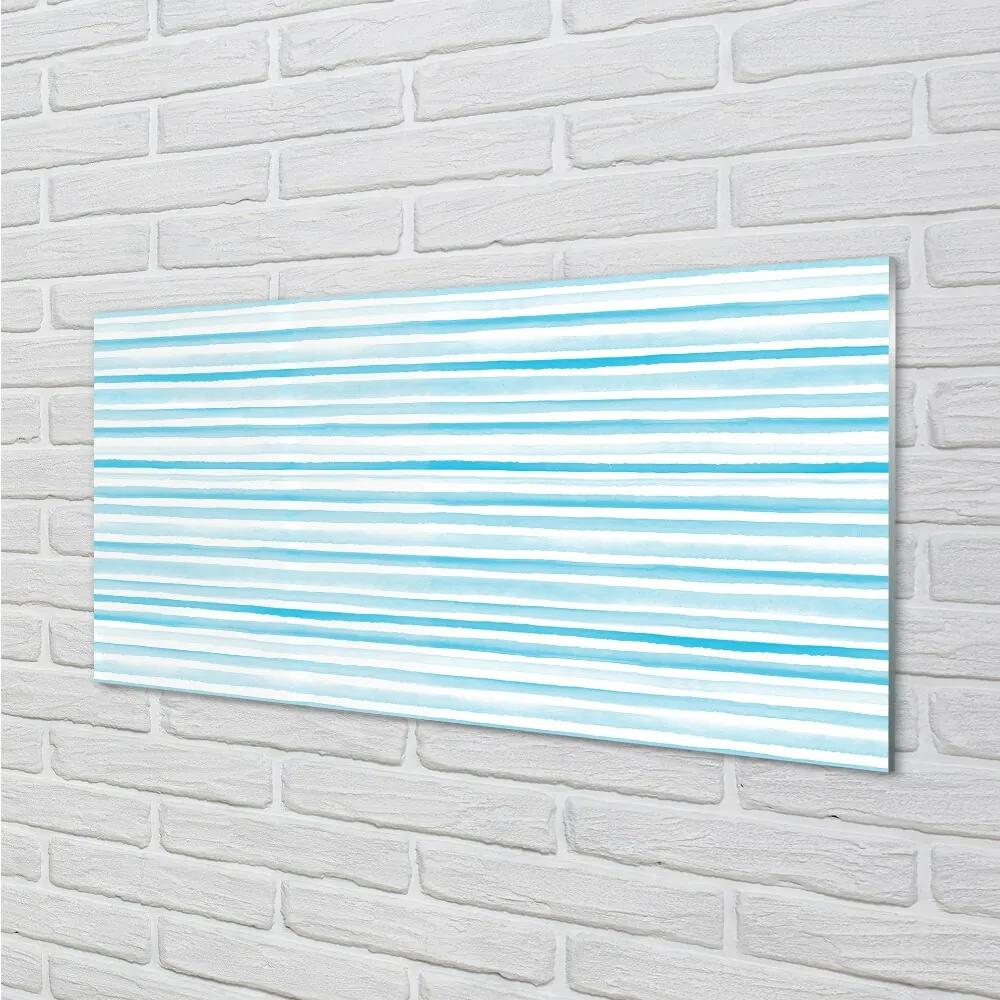 Obraz na skle modré pruhy 125x50 cm