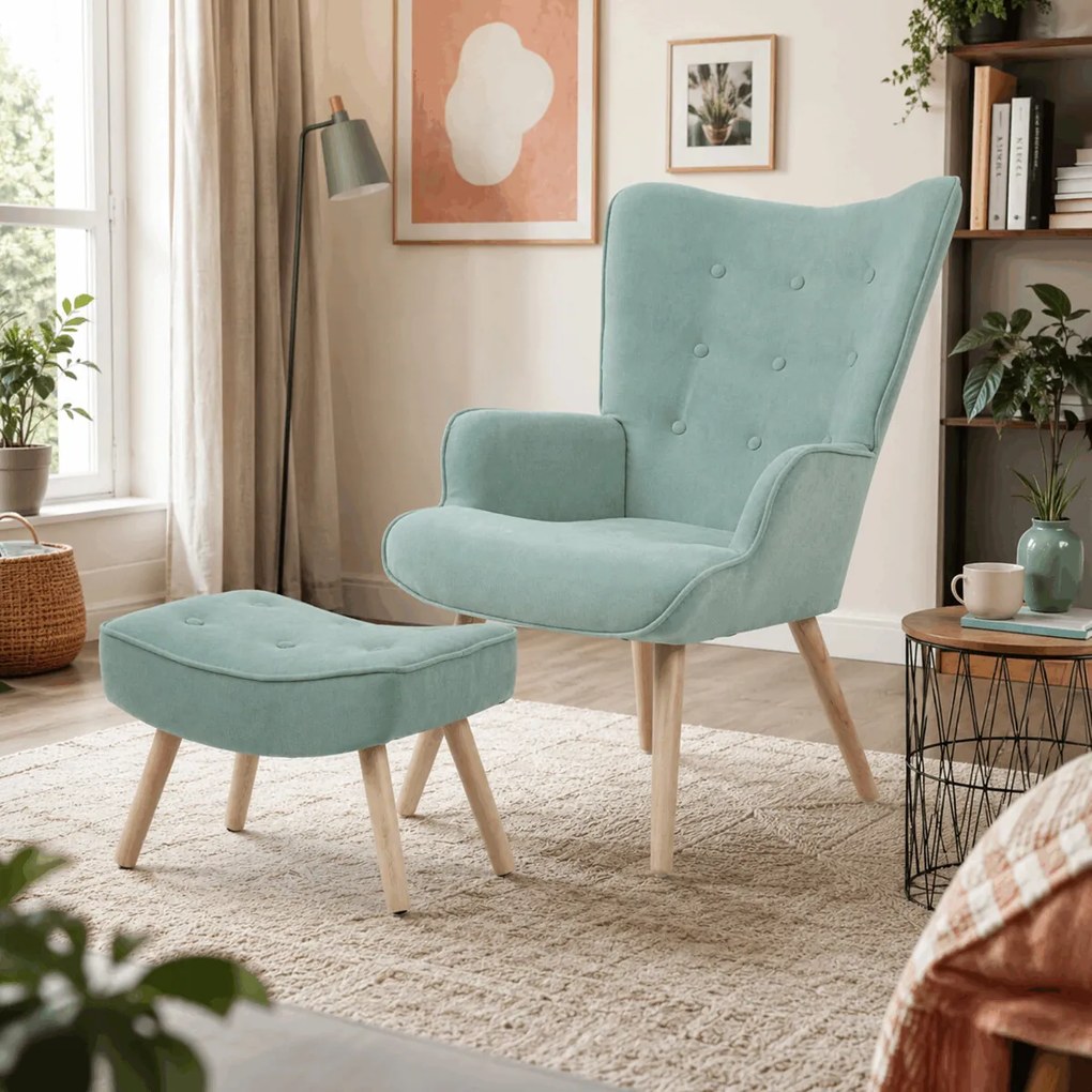 Relaxační křeslo ušák BELLA - modrá látka