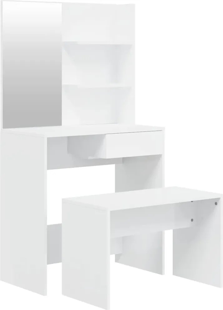Toaletní stolek sada bílý s vysokým leskem 74,5 x 40 x 141 cm 3114143