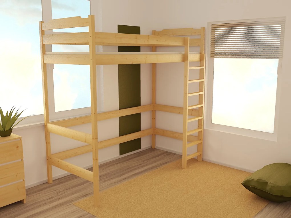 Vomaks Patrová zvýšená postel ZP 004 Rozměr: 90 x 180 cm, Barva: surové dřevo