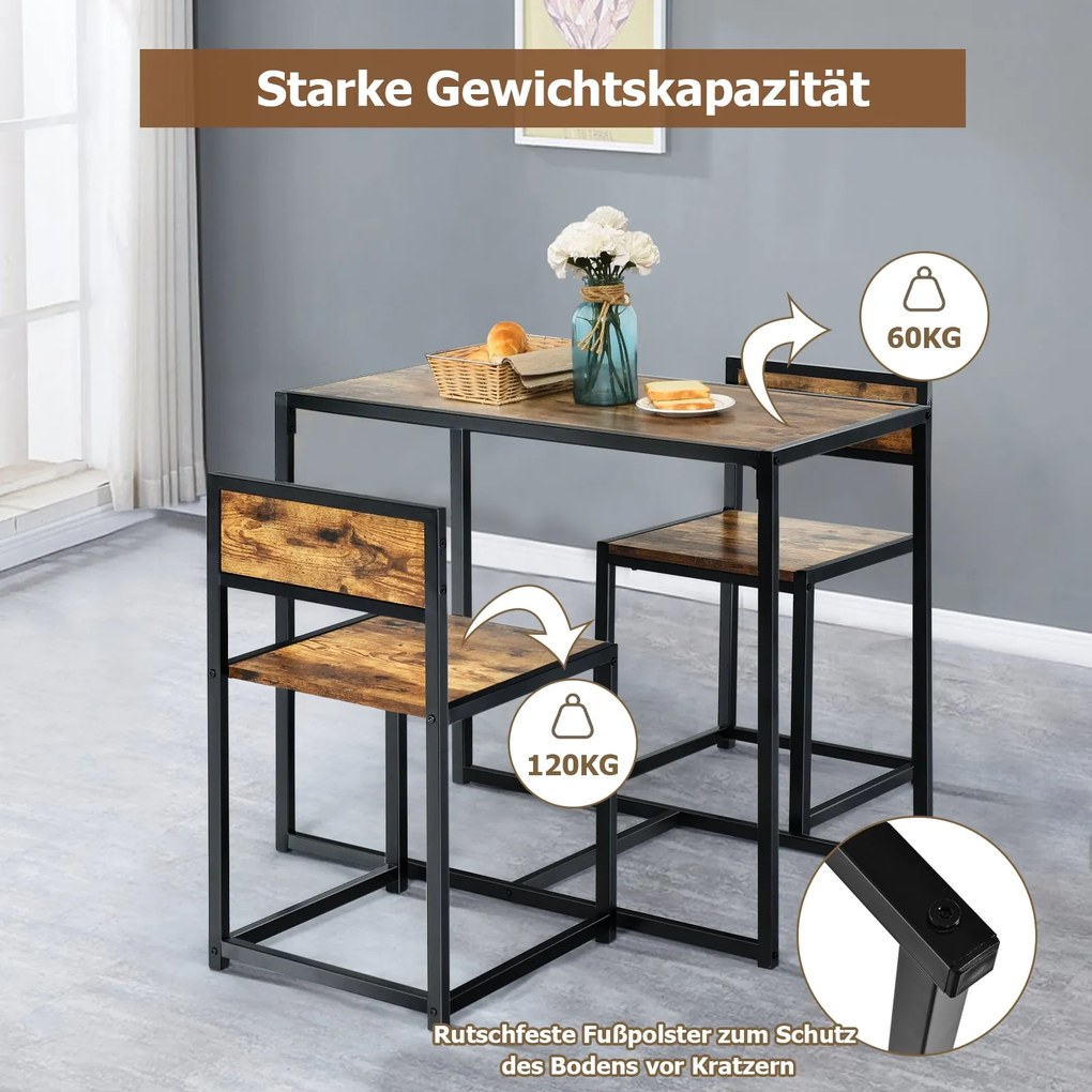 Costway 3 kusový stůl skupina jídelní skupina + 2 židle antik