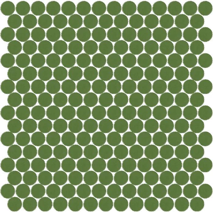 Hisbalit Skleněná mozaika zelená Mozaika 221A SATINATO kolečka  prům. 2,2 (33,33x33,33) cm - KO221ALH
