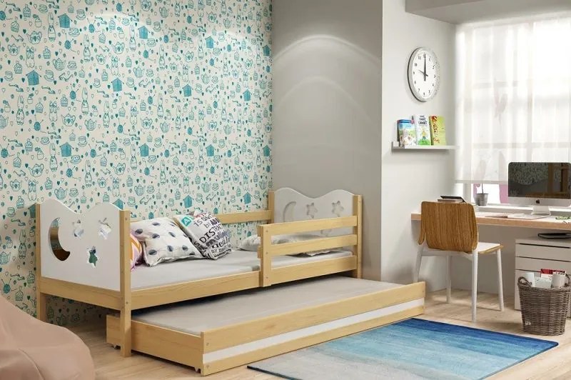 Dětská postel MIKO s přistýlkou 190 cm - barva přírodní