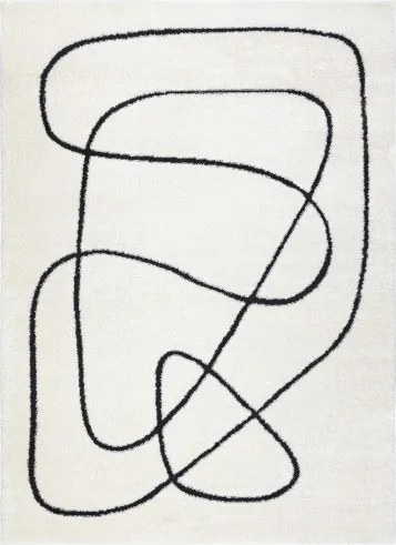 Dywany Łuszczów, Kusový koberec Mode 8377 abstract cream/black, 140x190, bílá, chodba / předsíň