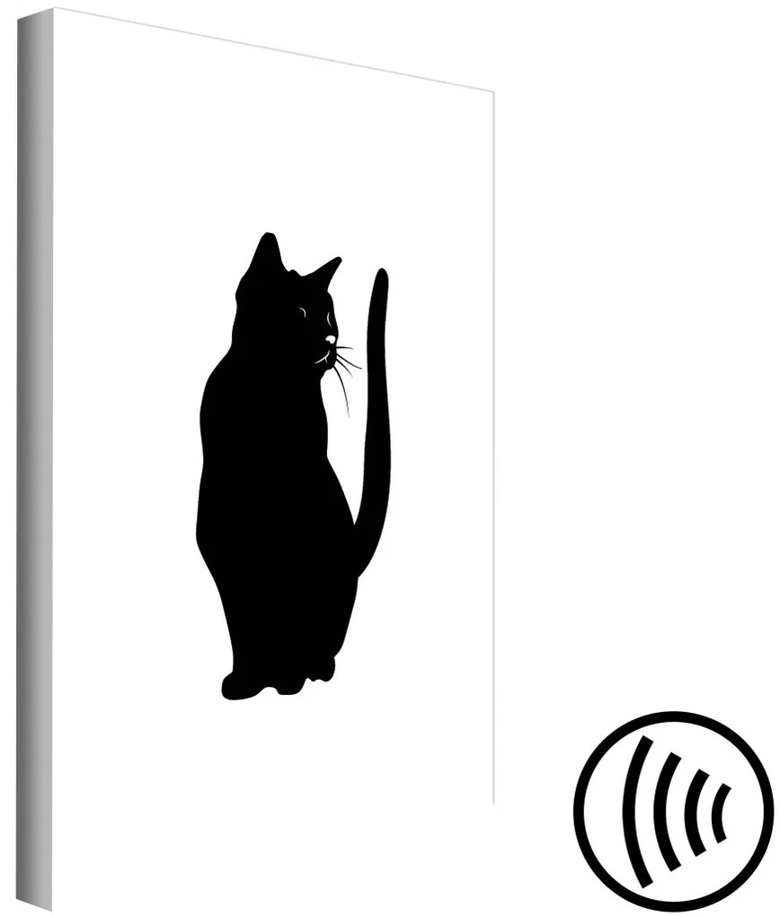 Obraz Zvědavý kocour (1-dílný) svislý - černé zvíře na bílém pozadí