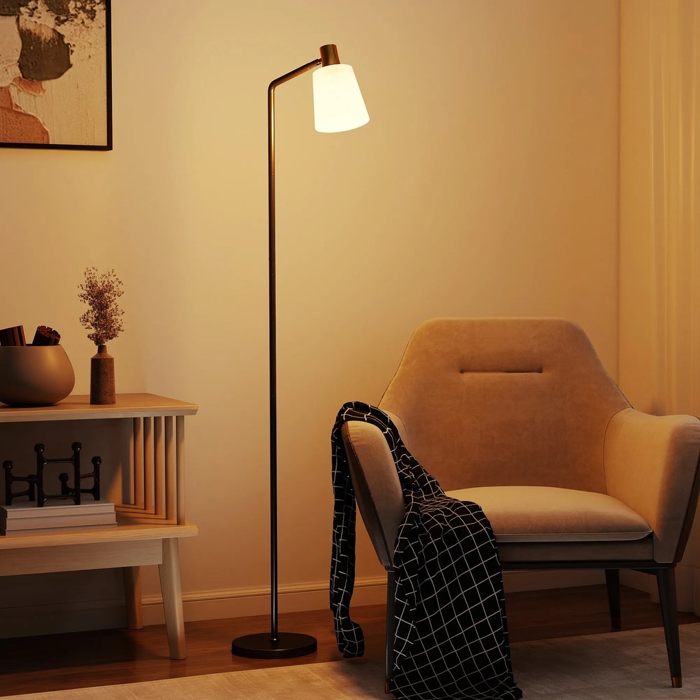 HOMCOM LED stojací lampa do obývacího pokoje, stojací lampa s 350° otočnou hlavou, stojací lampa s barevnými teplotami 3000K/4000K/6500K, černá